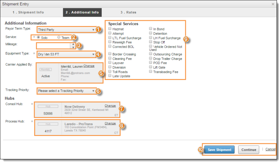 Adding an Unplanned Shipment Request