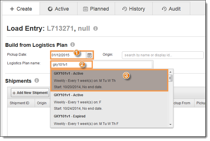 Build a Load Based on a Logistics Plan