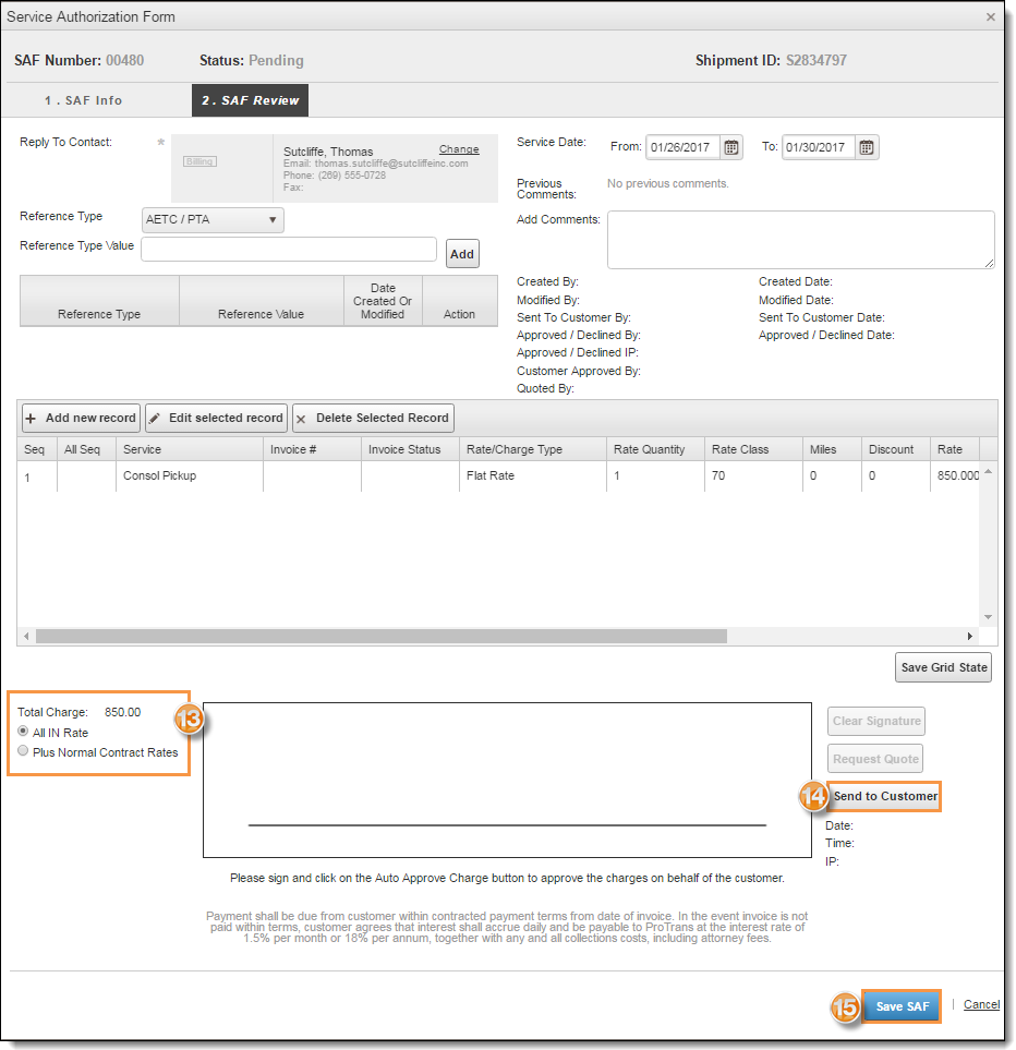 Create a Service Authorization Form (SAF)