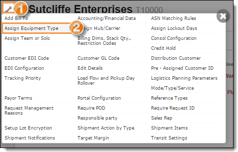 Assign or Edit Equipment Type