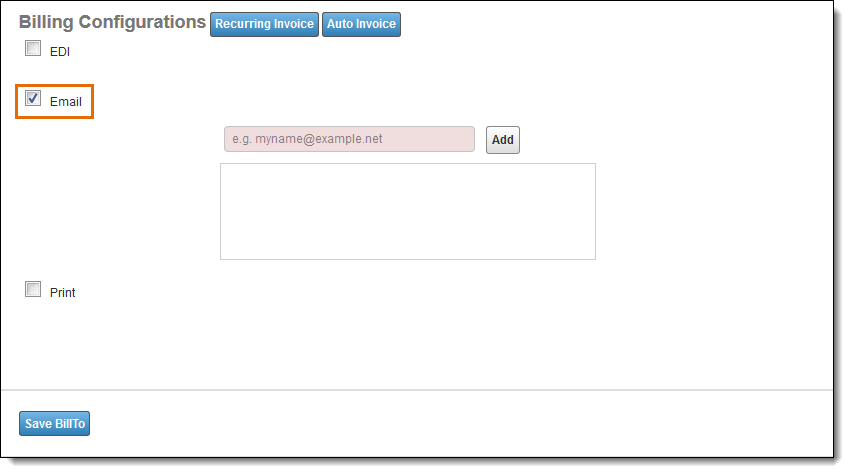 Configure Email Billing for a BillTo