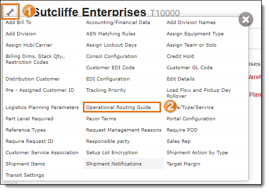 Set the Operational Routing Guide