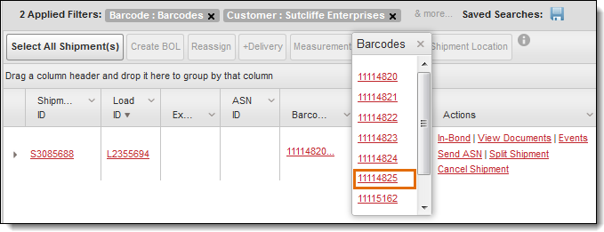 View Handling Unit's Barcode History