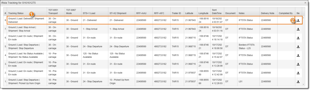View or Download IFTSTA Tracking Event Log